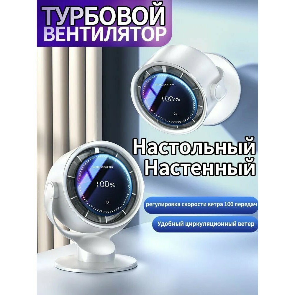 Настольный USB-вентилятор, регулировка скорости, настольный и настенный, воздушный циркулятор, белый