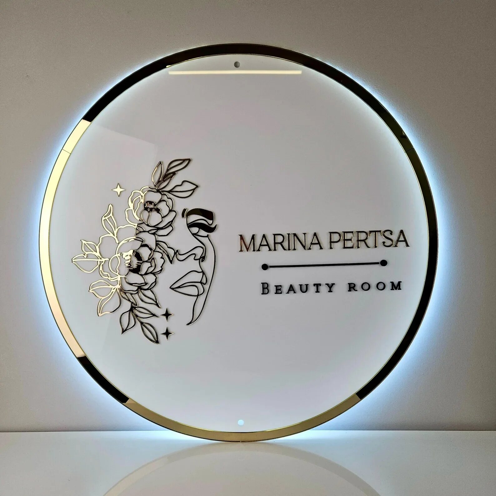 Светодиодная вывеска для бизнеса с логотипом 35cm (13.8in) Round, White Backing