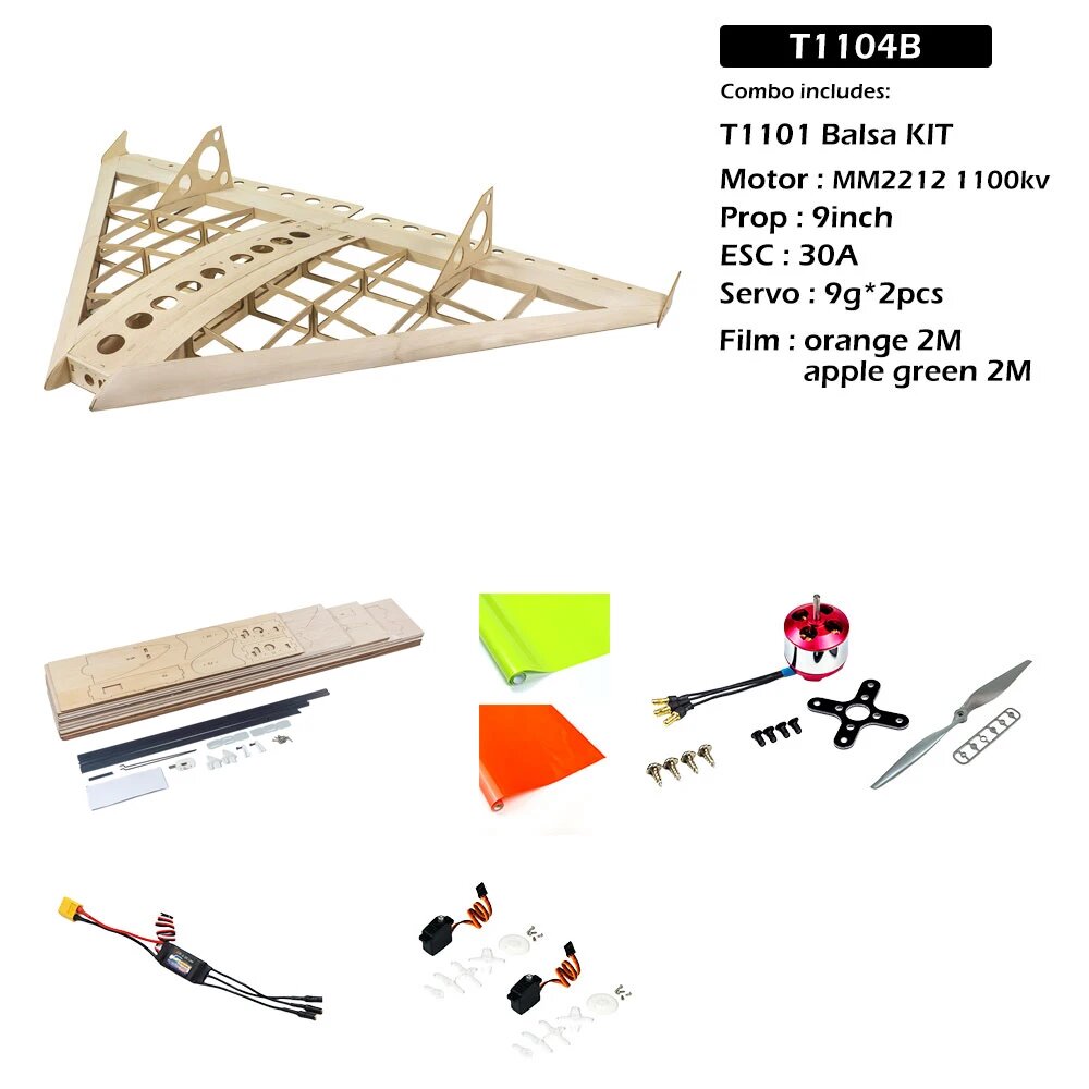 Радиоуправляемый деревянный самолет DW Hobby 1.0M Air Kart Delta Wing T11 T1104B