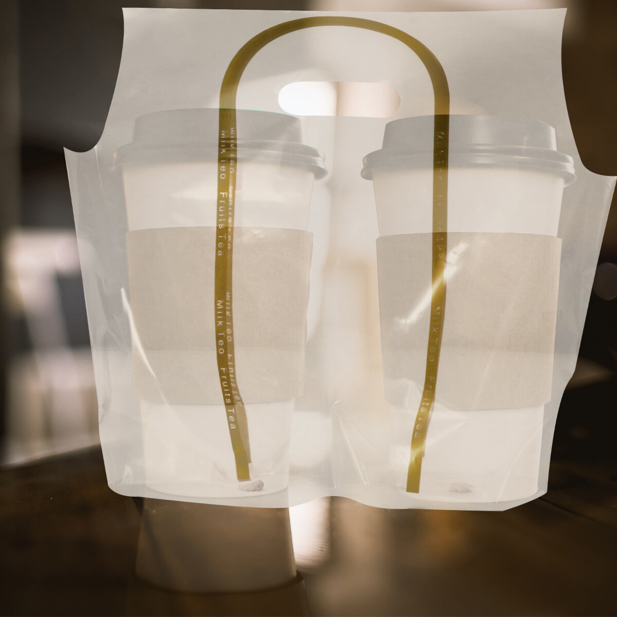 Прозрачные Пакеты Для Кофе И Чая Из ПЭ 50 Штук Размер 32X28Cm Подходят Для Напитков В Кофейнях И Барах