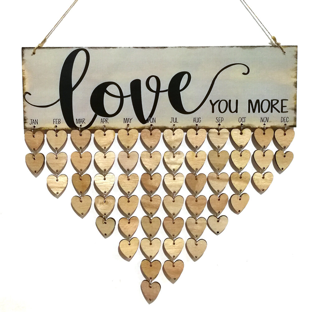 Доска для семейных дней рождения из дерева с надписью Love You More 40x12x0.5 см