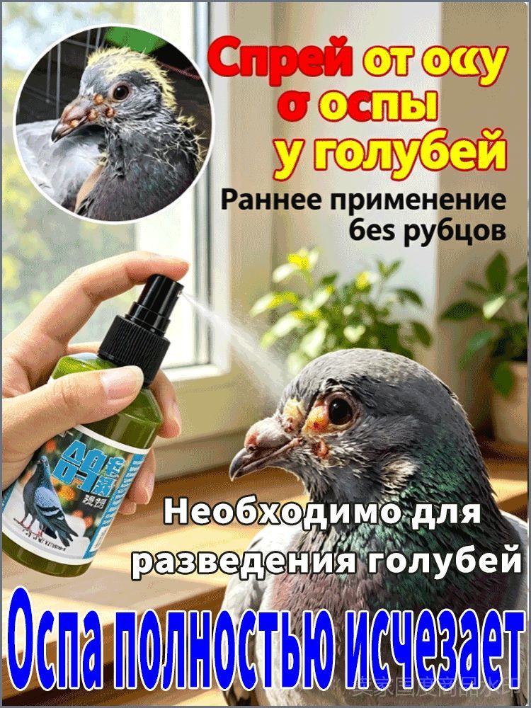 Противовирусный спрей для птиц, профилактика оспы и обработка ран у голубей