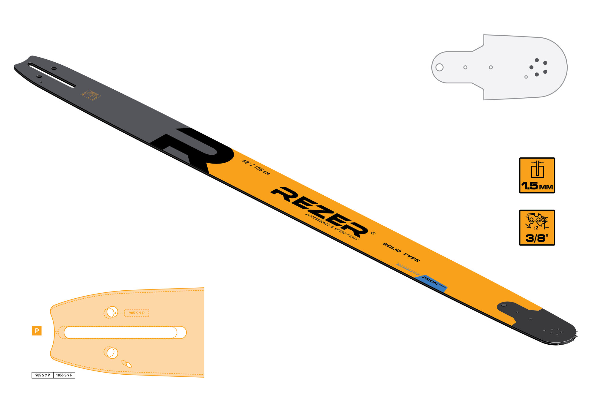 Profi 1055S9P цельномет. со съемным наконечн. (Husq; 3/8-1,5-135 зв; 42") (5шт/кор)