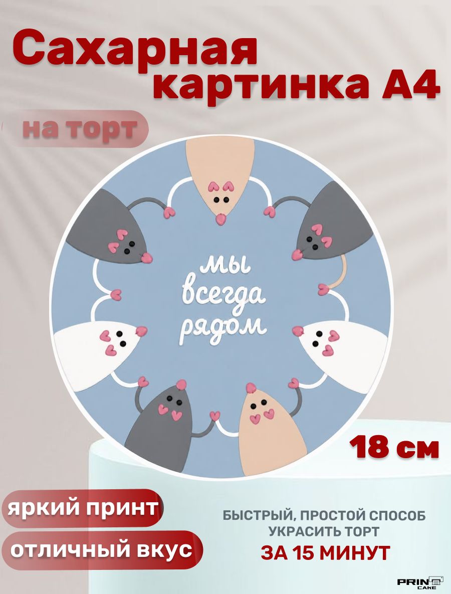 Сахарная картинка для торта Подруге на день рождения. Декор для выпечки, украшения для торта девушке.