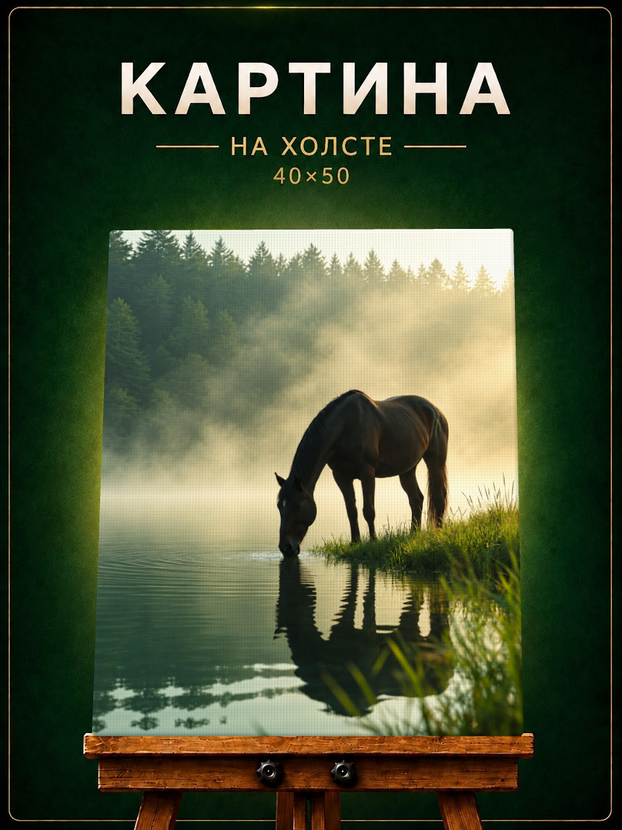 Картина на стену Конь интерьерная на холсте с подрамником 40х50 из коллекции «Красота природы»