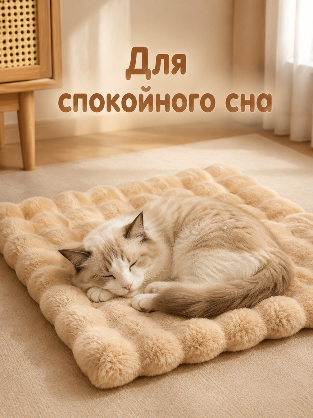 Коврик для кошки и собаки из плюша «под кролика», мягкий, 41×51 см, 1 шт