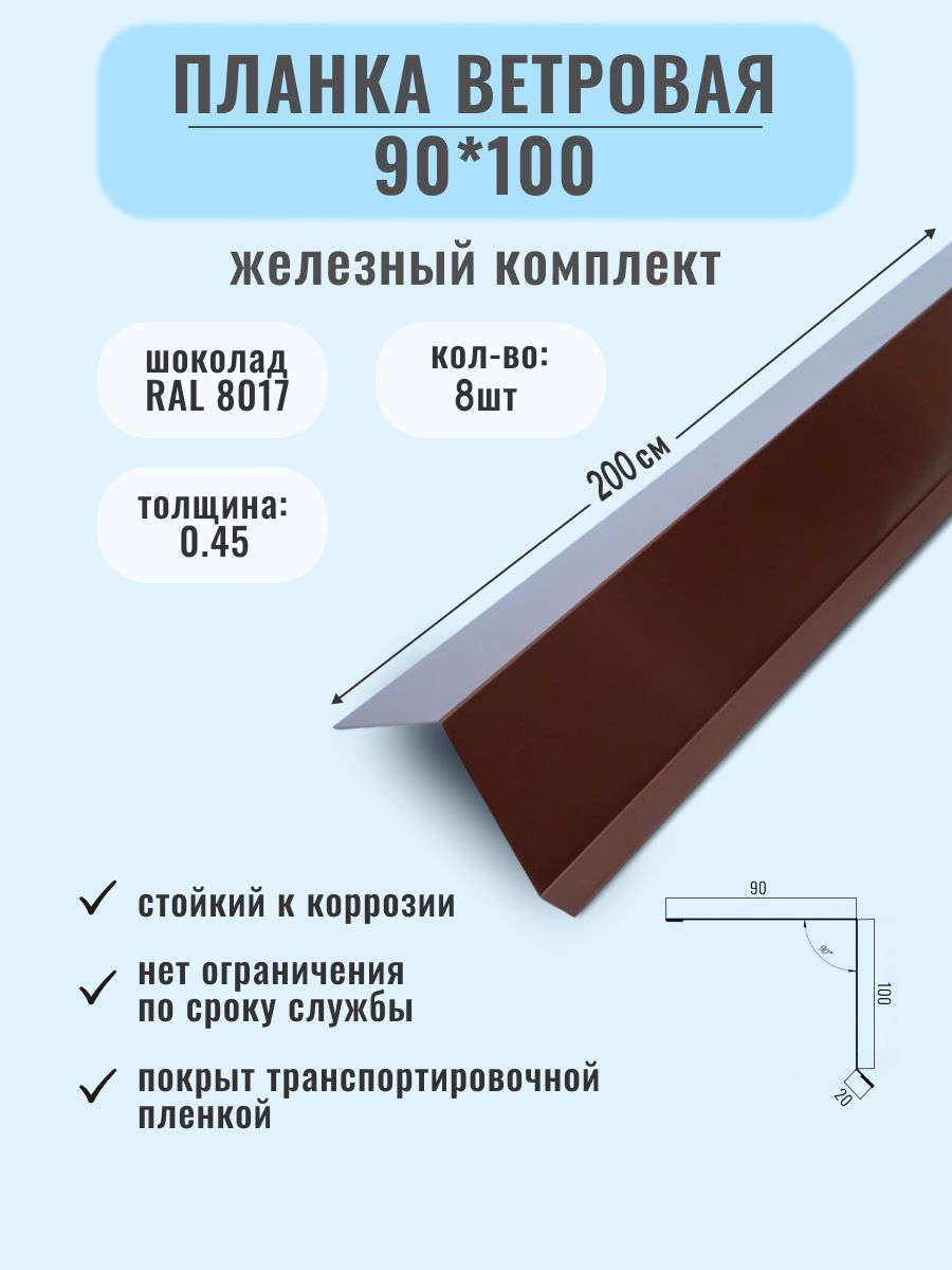 Ветровая планка для кровли 90х100х2000/торцевая/карнизная