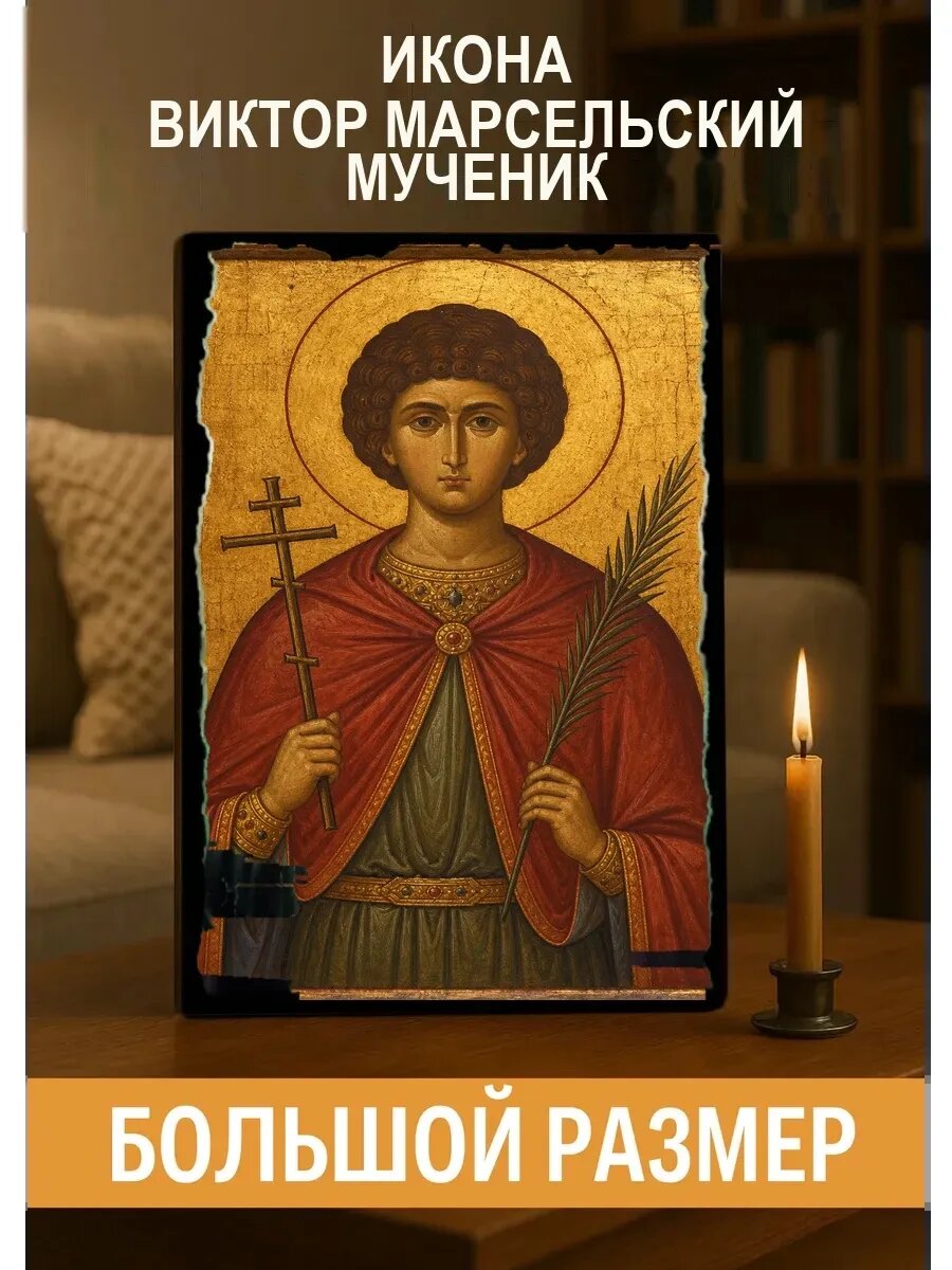 Икона Виктор Марсельский, на дереве, 30×40 см, освящённая, ручная работа