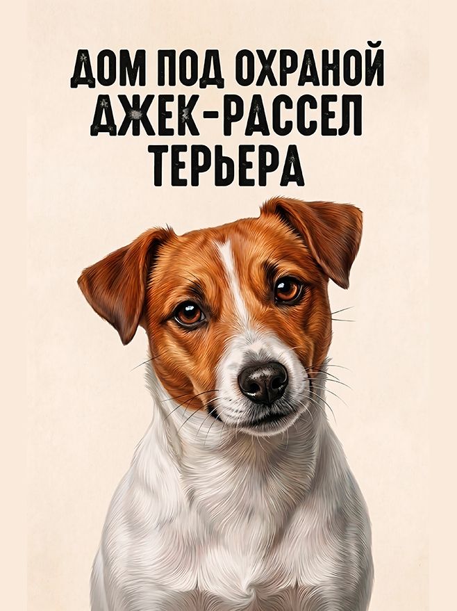 Магнит на холодильник "Дом под охраной Джек-Рассел", подарок владельцу собаки, сувенир собачнику