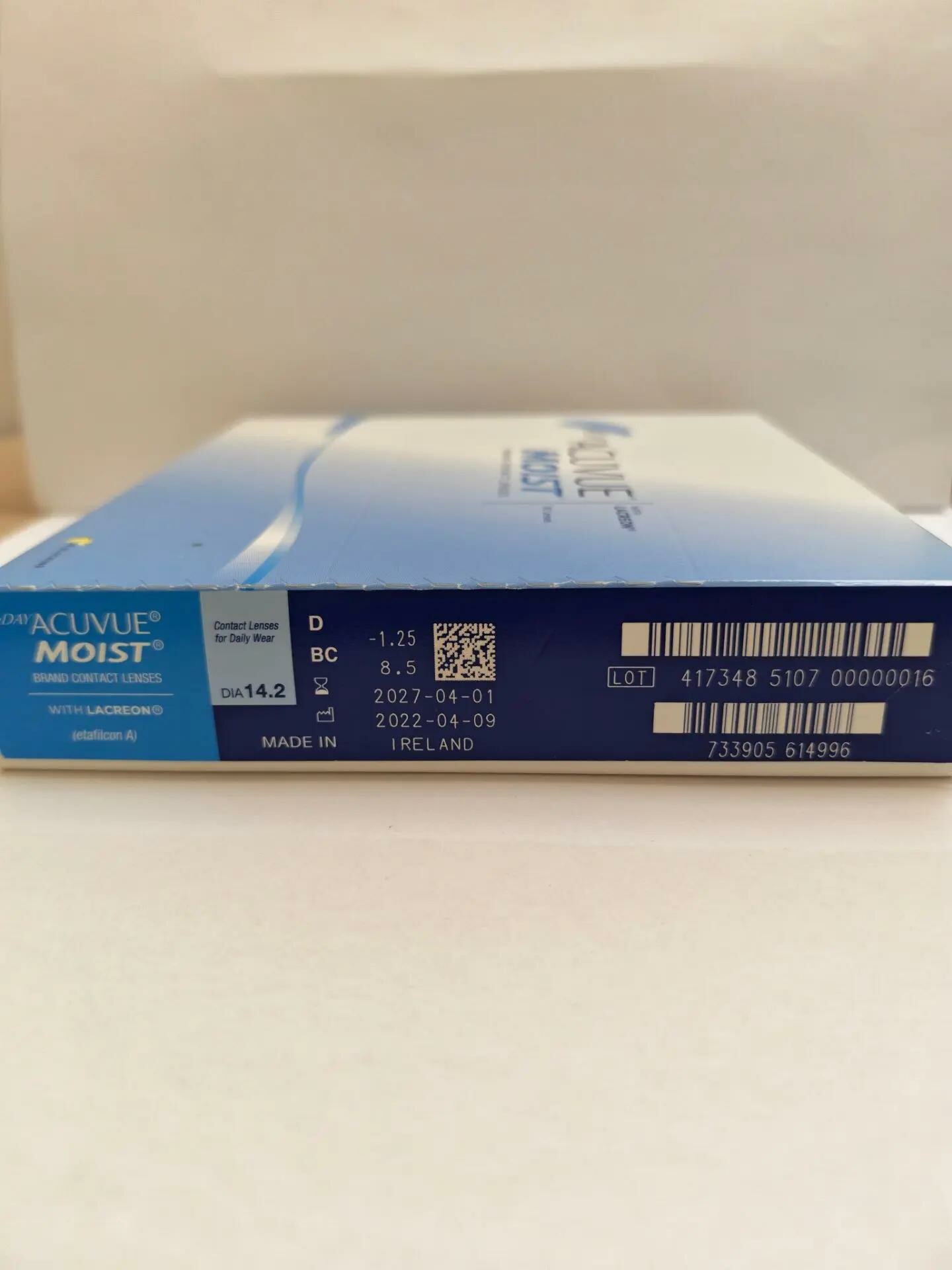 Контактные линзы ACUVUE, 1-day Moist, -1.25, R 8.5, дневные, 90 штук