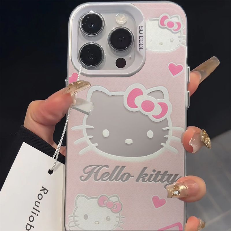 Чехол на поко ИКС 7 про / POCO X7 PRO белый с крупным рисунком Hello Kitty с бантиками и сердечками на розовом фоне Противоударный