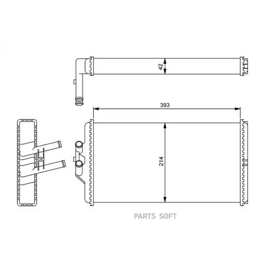 NRF 54241_радиатор отопителя! 393x214x42\ MB SK/MK 1728-3550/1222-2531 от официального дистрибьютора, NRF, артикул 54241