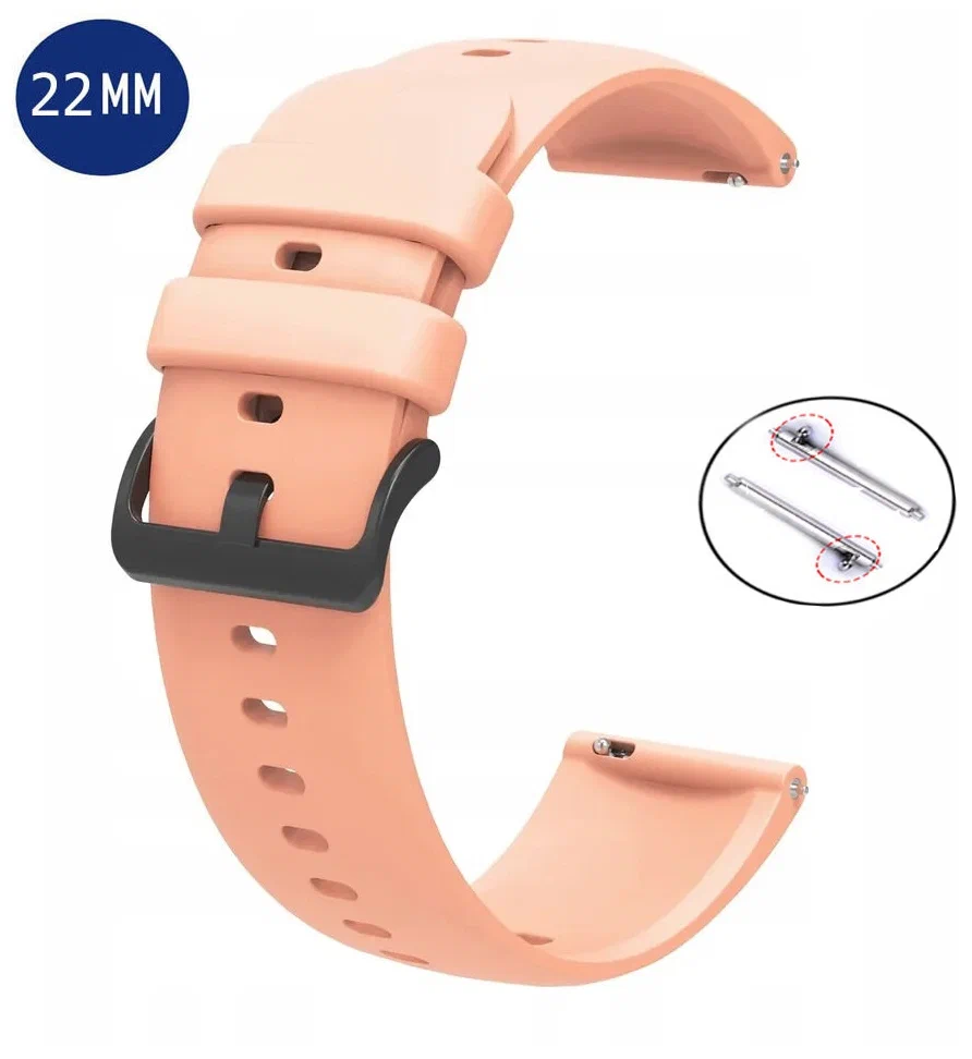 Ремешок силиконовый 22 мм для умных часов Samsung 46мм/S3/Huawei 3GT/Xiaomi Amazfit / Amazfit GTR2/GTR 3 розовый