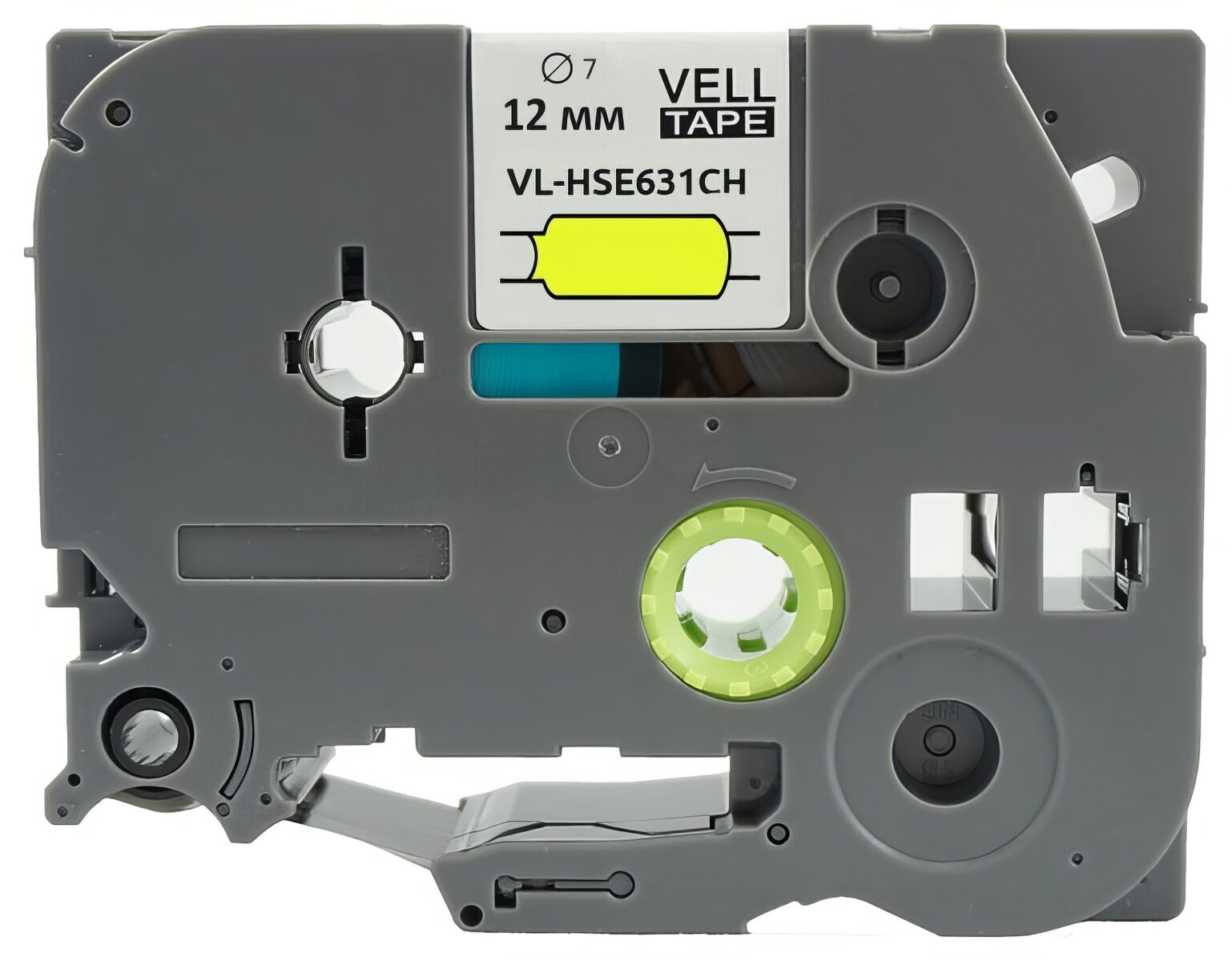 Термоусадочная трубка Vell VL-HSE631CH (с чипом, 12 мм, черный на желтом) для Puty PT-100E/100ECH/Brother E300/E550 1350685