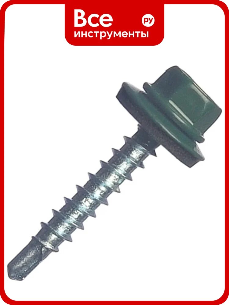 Кровельный саморез металлсервис 5,5x25 ral 6005 зелёный мох, по металлу, 1 кг, ведро мс 1250453