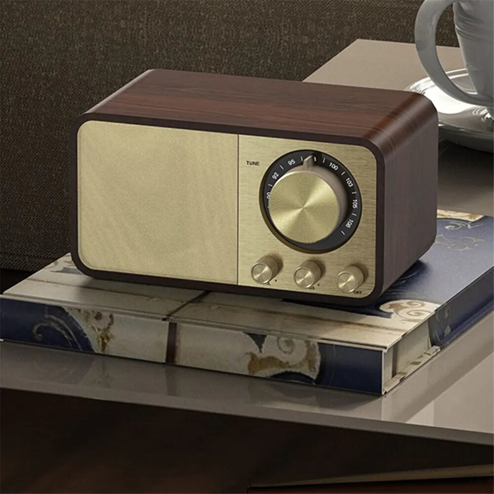 Портативное Ретро FM-Радио С Bluetooth И Сабвуфером Из Дерева