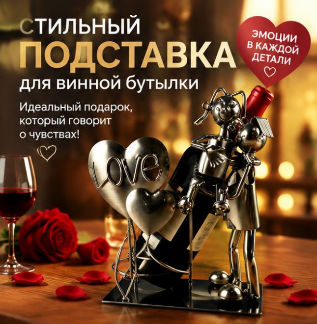 Металлическая подставка для вина, стильная модель держателя бутылки. Подарок и декор интерьера