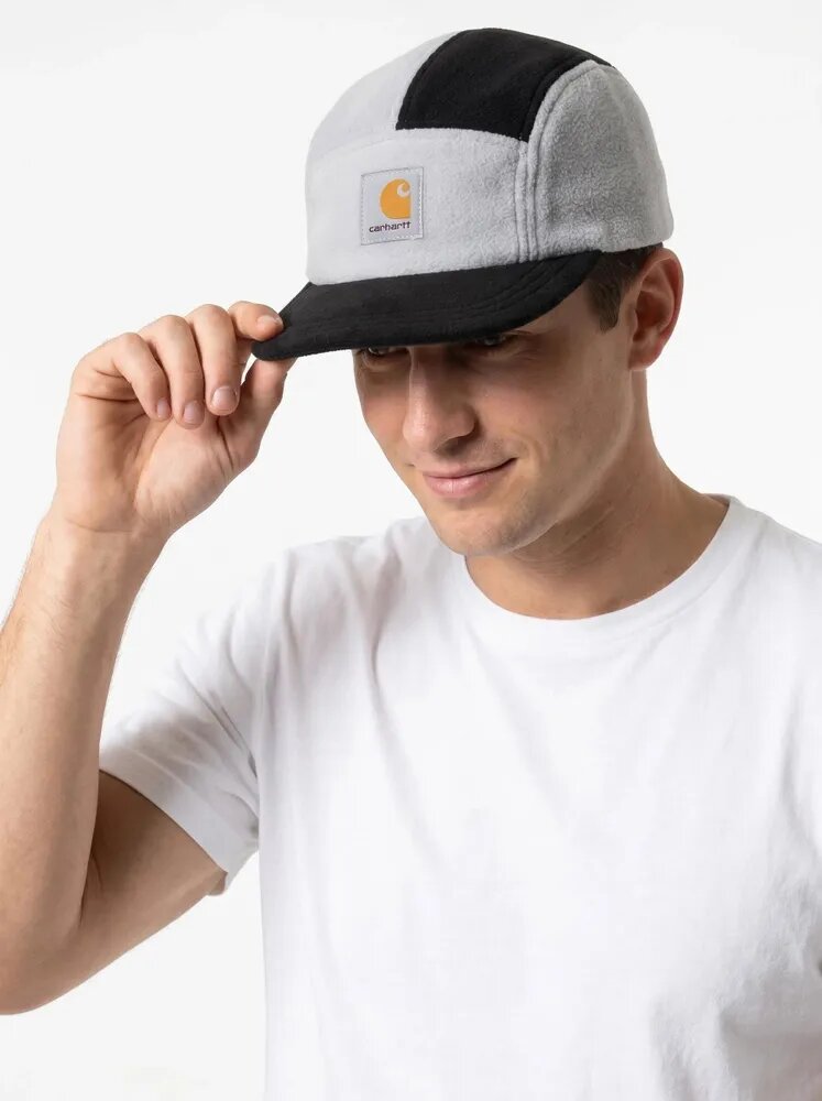Бейсболка carhartt Пятипредметная флисовая шапка для кемпинга черно-белого цвета с цветовыми блоками