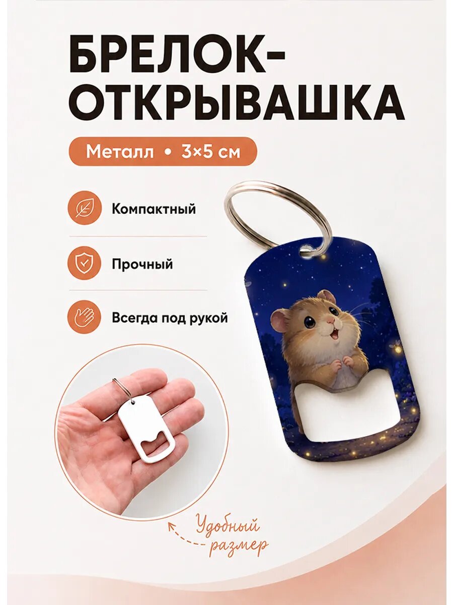 Брелок открывашка "Хомяк Ловит Светлячков"