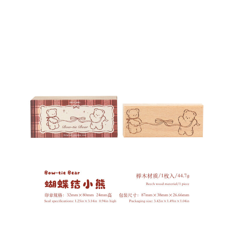 Деревянная печать MoMo из бука для скрапбукинга, серия "Медвежье время", милый стикер, дизайн с медведем и