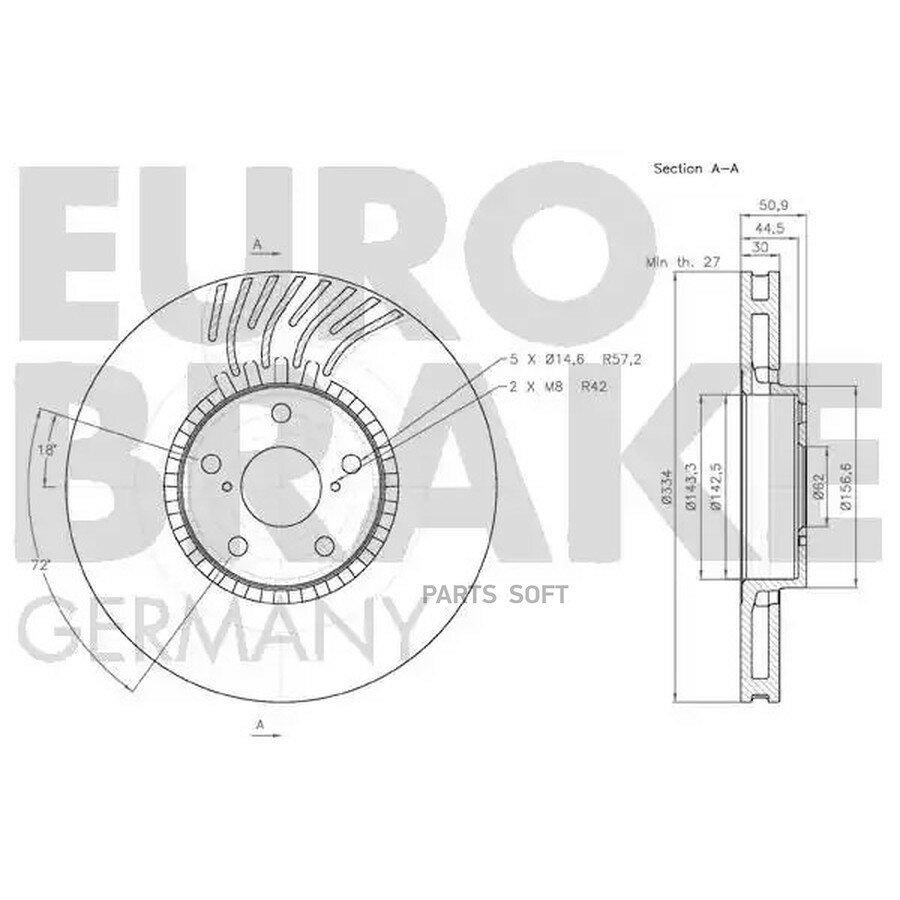 (Производитель: от официального дистрибьютора, EUROBRAKE, артикул 58152045105