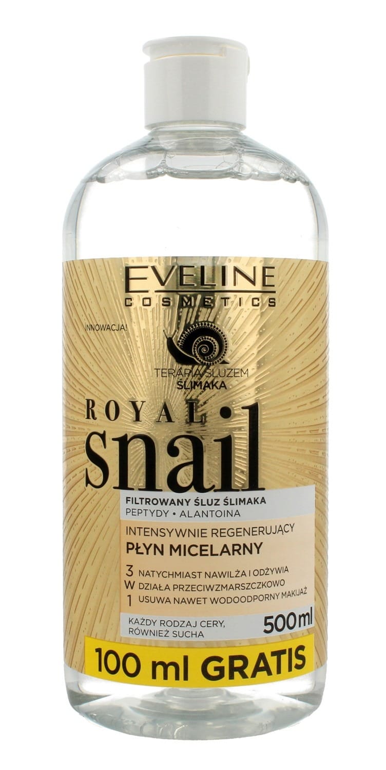 Средство для снятия макияжа Eveline Royal Snail мицеллярная жидкость интенсивно восстанавливающая 3в1, 500 мл