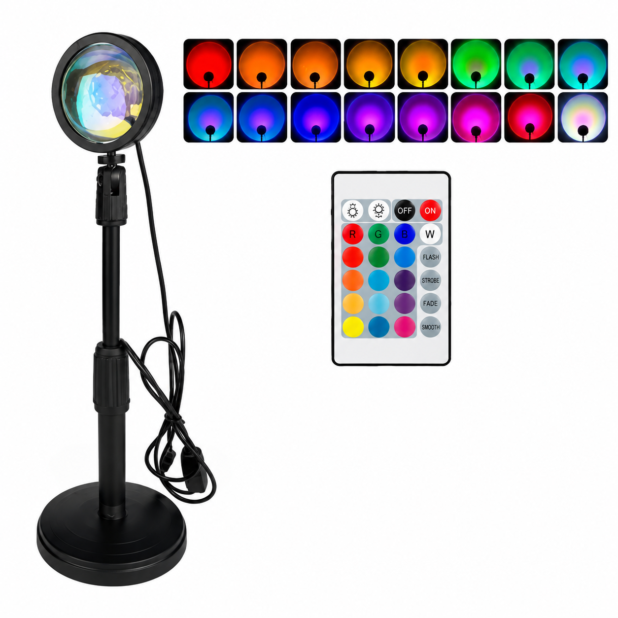 Напольный светильник лампа Закат Sunset Lamp 16 цветов RGB YD-009