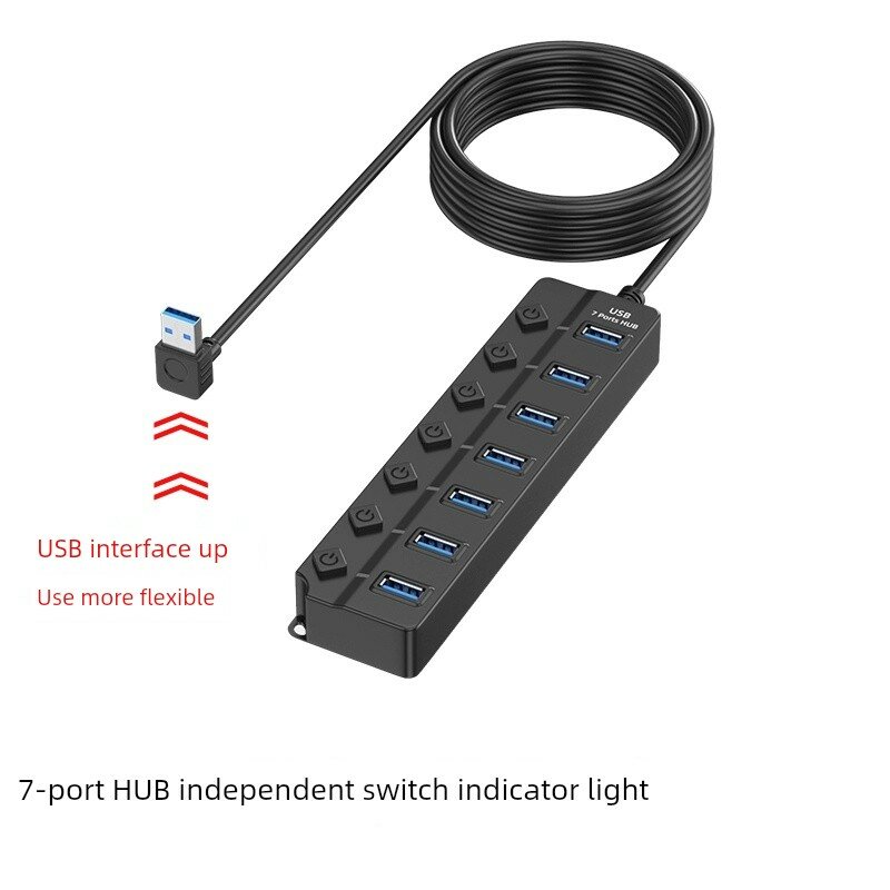 1.5м USB 3.0 Вверх 7-портовый Хаб Расширения с Поддержкой Питания от DC для Вертикальной Установки