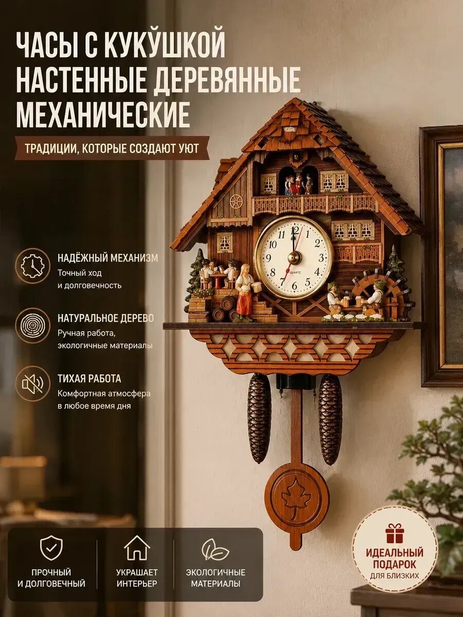 Часы С Кукушкой Настенные Деревянные Механические