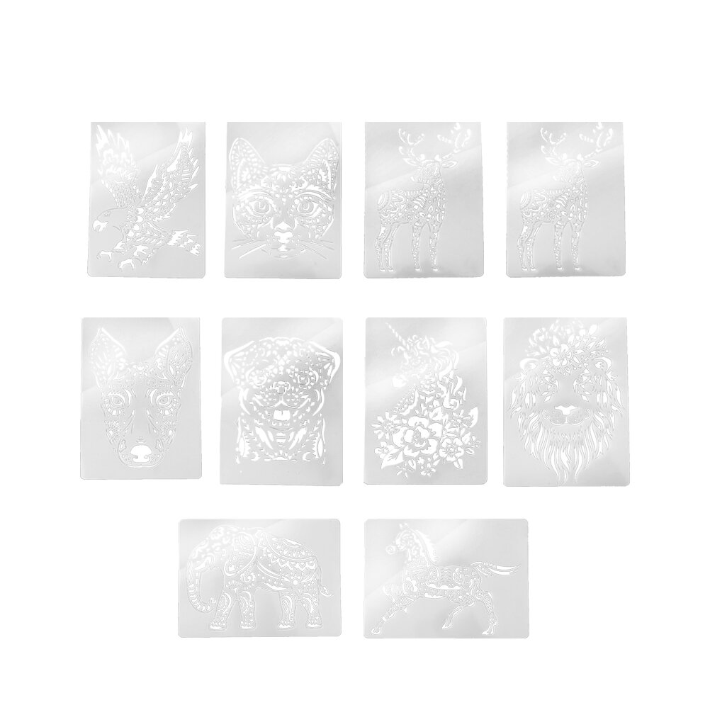 Шаблоны Для Рисования Животных 10 Штук Из Пластика Белого Цвета 29X20.8Cm