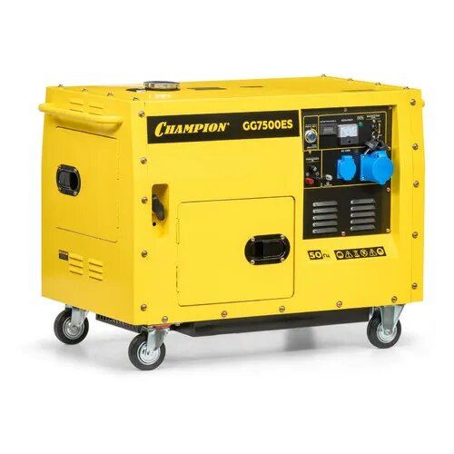 Бензиновый генератор CHAMPION GG7500ES, 220/12 В, 6кВт, на колёсах с АКБ