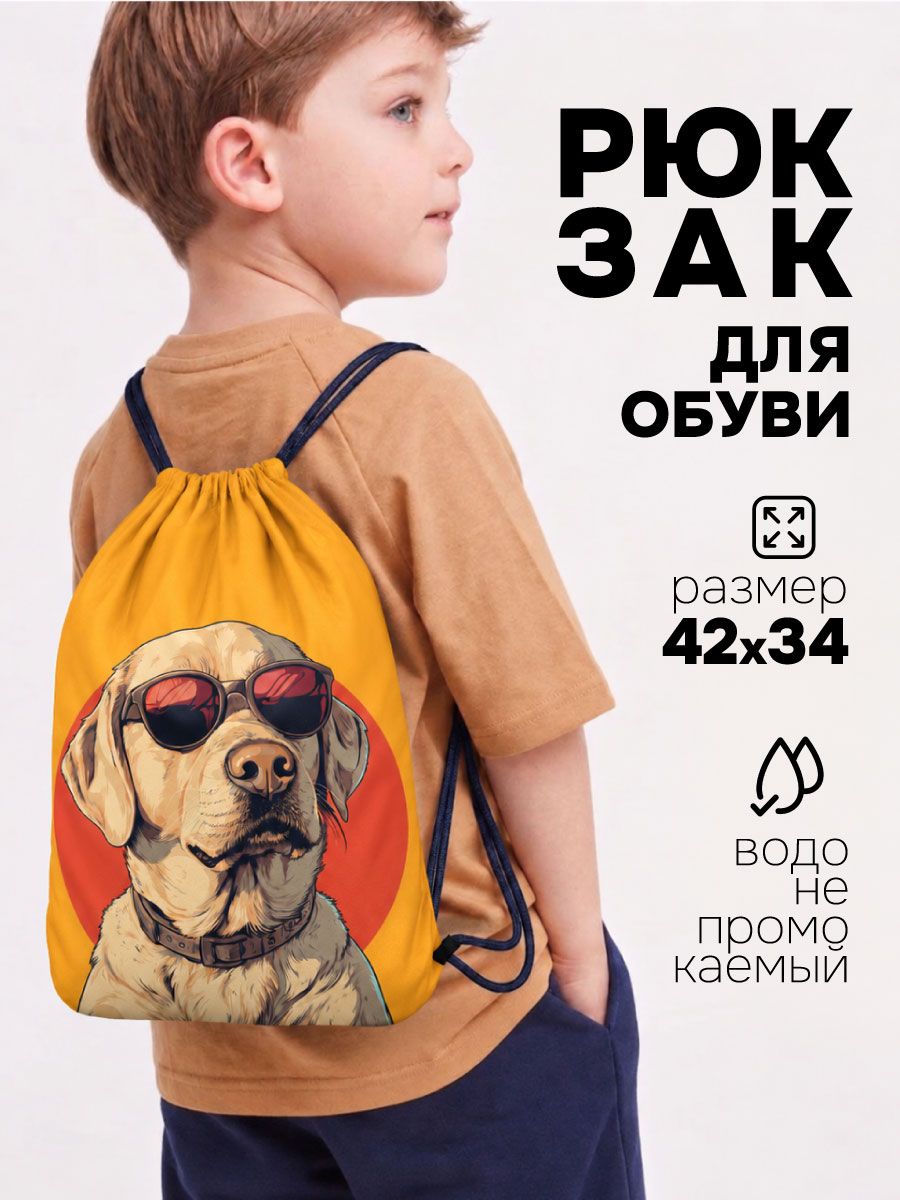 Водонепроницаемая сумка - мешок для сменной обуви / для школы / для спортзала Черная Кошка