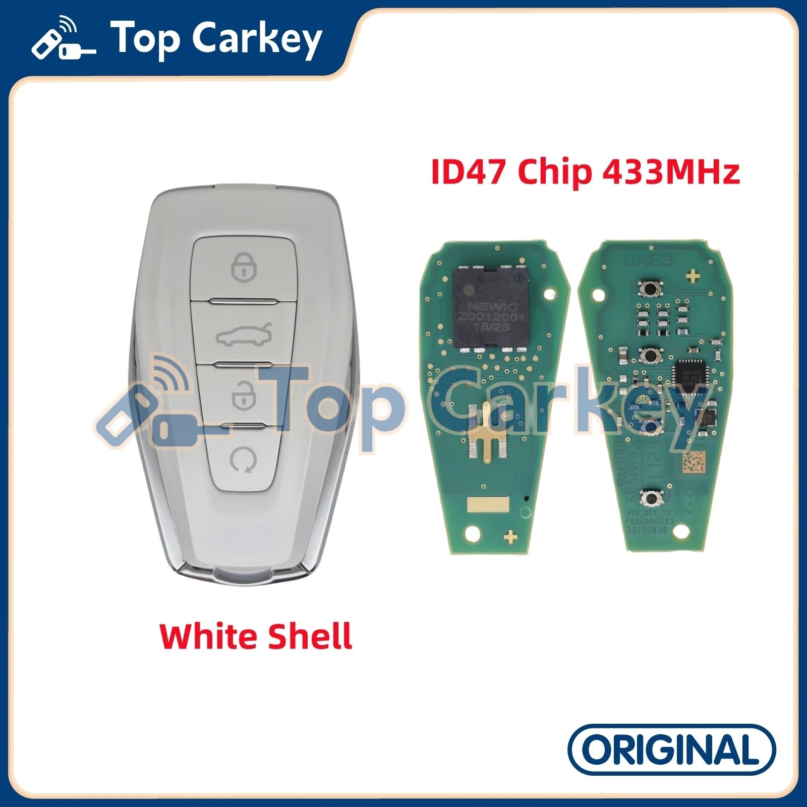 Смарт-ключ ID47 White StartBTN для Geely Preface, Coolray, ICON