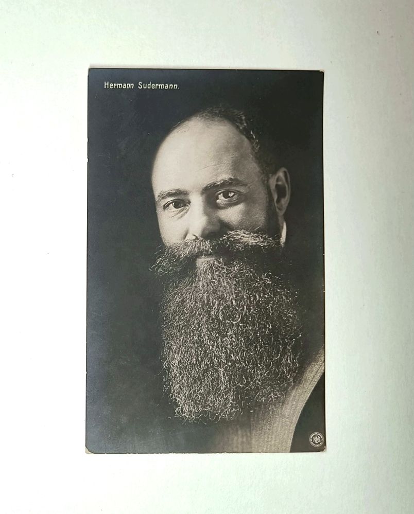 Антикварная фотооткрытка Писатель Герман Зудерман , бромсеребряная печать NPG (Германия). 14х9см