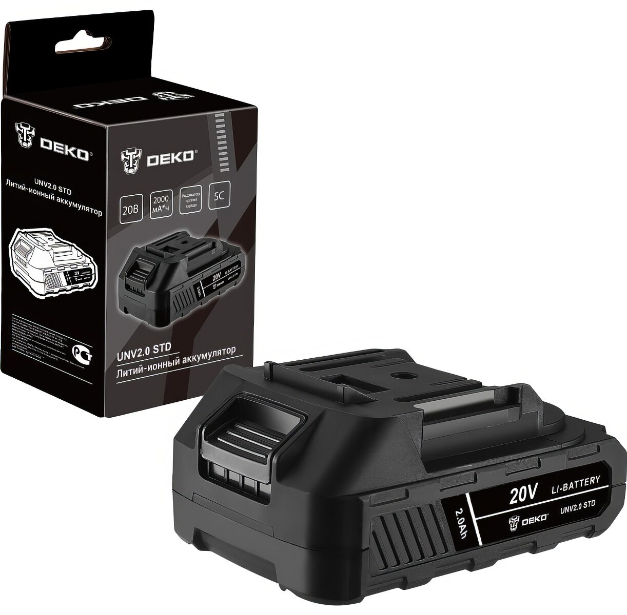 Аккумулятор DEKO UNV2.0 STD, Li-ion, 20В, 2.0Аxч 063-4492