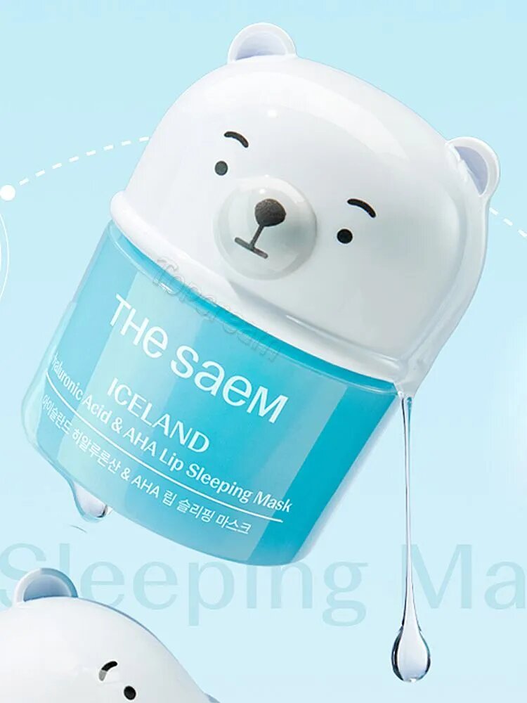 The Saem Ночная маска для губ с гиалуроновой кислотой, AHA, PHA, LHA кислотами 13 г Iceland Hyaluronic Acid & AHA Lip Sleeping Mask