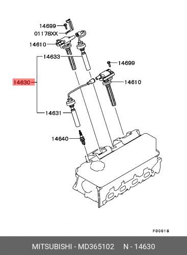 К-кт проводов MITSUBISHI CARISMA 1.3 01-03 / LANCER(CS) 1.3-1.6 00-07 / COLT 1.3 00-03