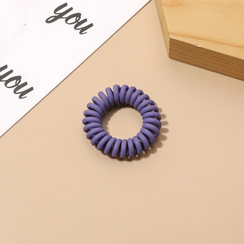 Матовые резинки для волос в форме телефонного провода Фиолетовый, Small-Bright Purple