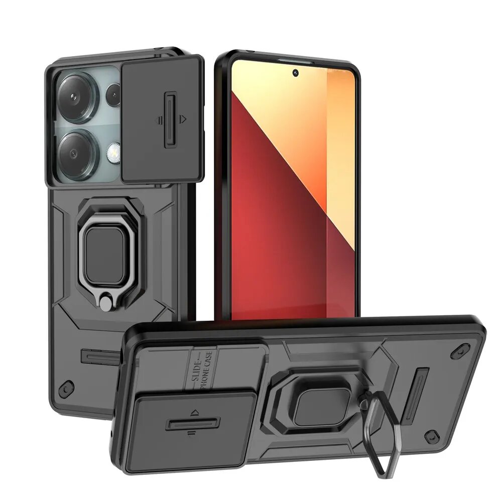 Чехол противоударный для POCO M6 Pro (4G) / Redmi Note 13 Pro 4G, с защитой камеры, противоударный, ударопрочный, усиленный