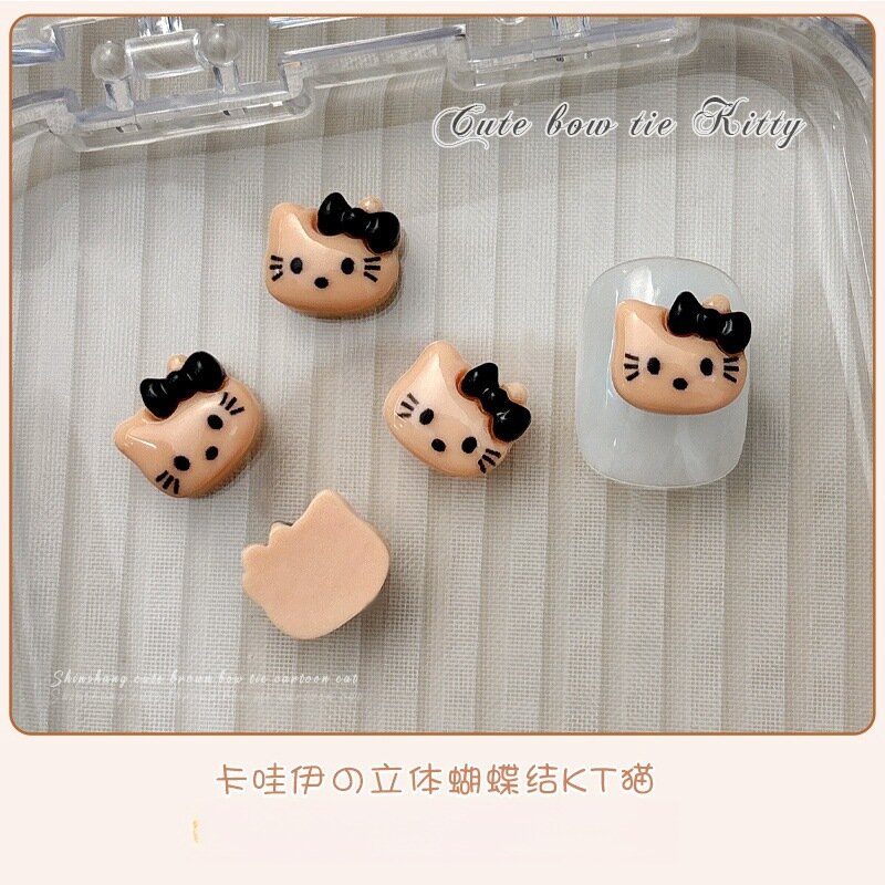 Hello Kitty Черный Коричневый KT Голова Наклейка для Ногтей Адгезивный Аксессуар