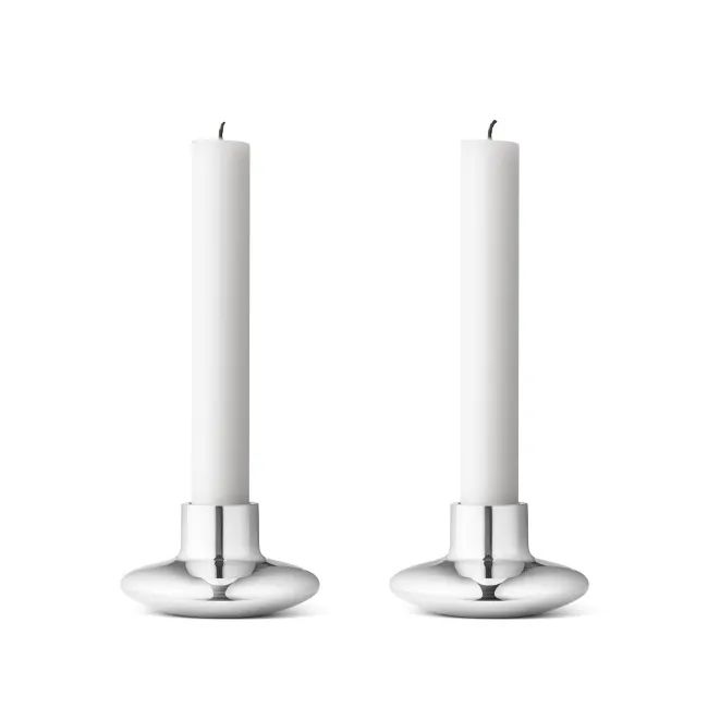 Набор из 2 подсвечников Georg Jensen Koppel, 4.2 см, цвет серебро