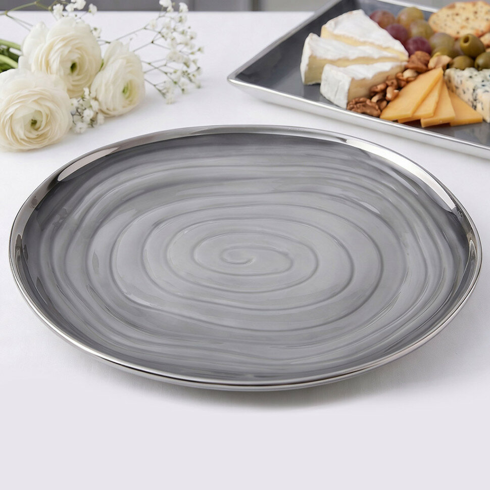 13452 FISSMAN Тарелка ELEGANTE GRAY 26см (фарфор)