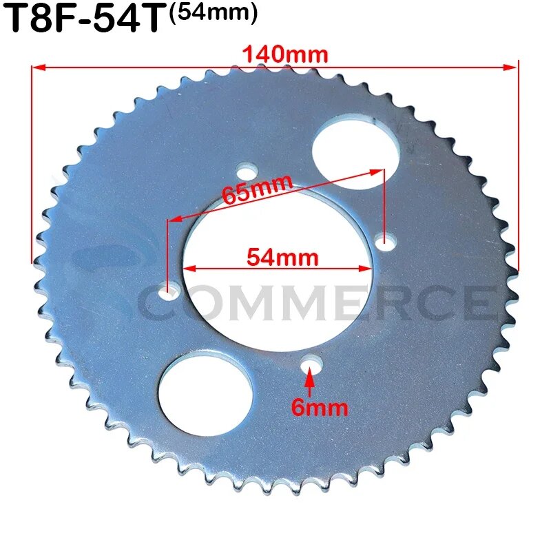Задняя звездочка T8F-54T (54mm) 140mm, 65mm, 6mm