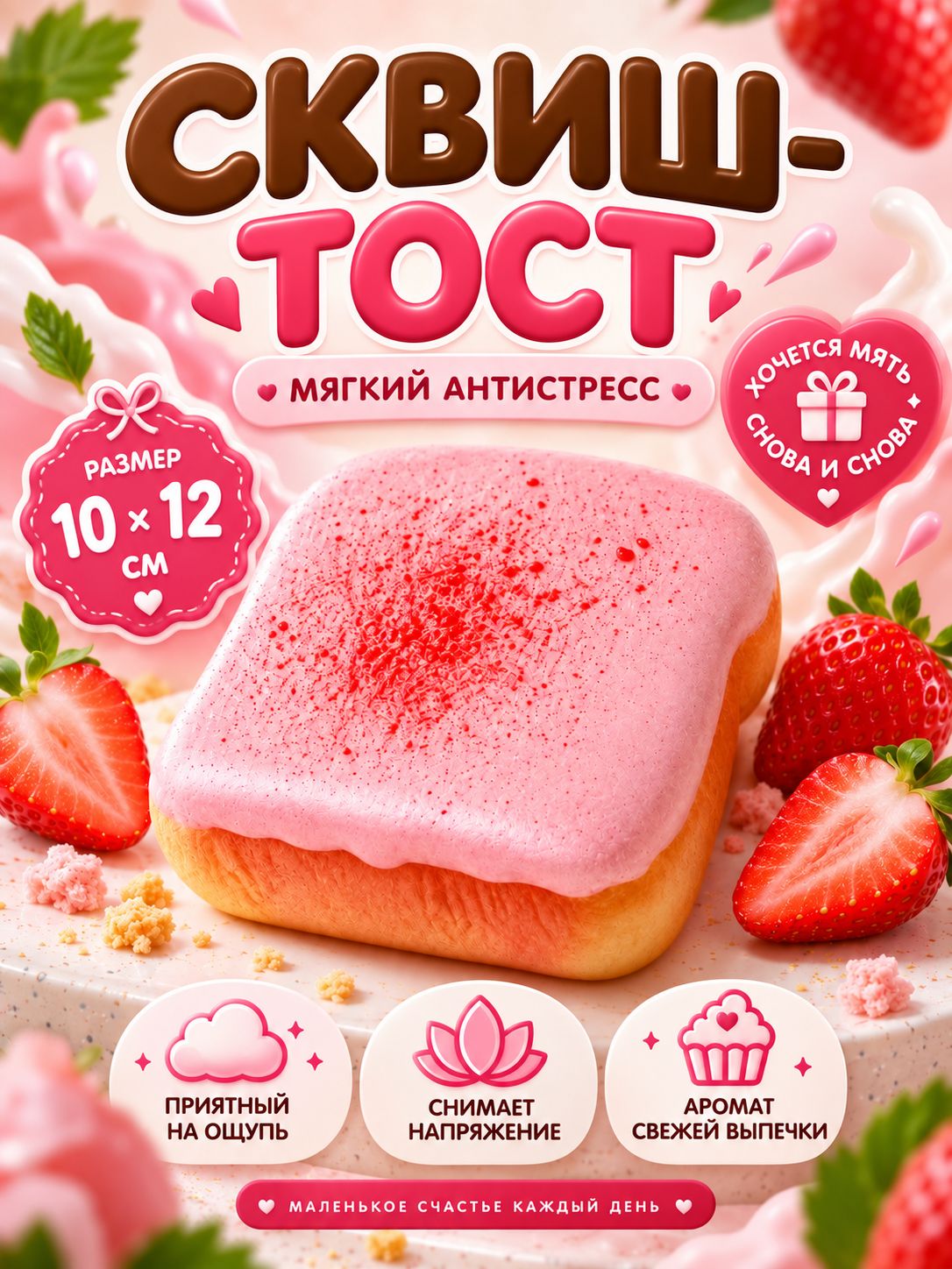 Сквиш антистресс тост батер, butter жмякалка для детей и взрослых, хлеб