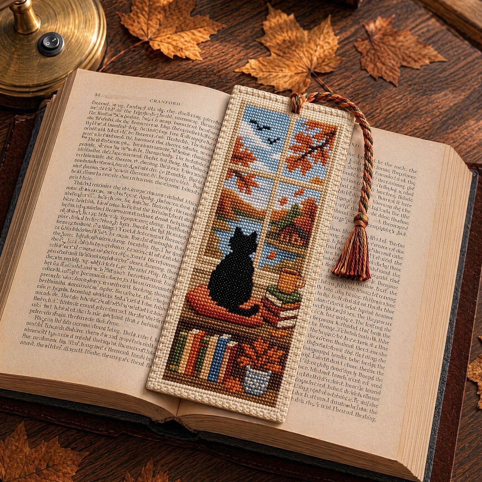 Набор для вышивания закладки с котом, DIY подарок для любителей книг и кошек
