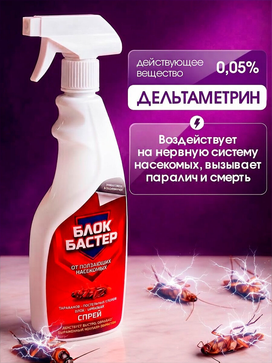 Средство от тараканов эффективное, спрей от тараканов Блокбастер 700мл