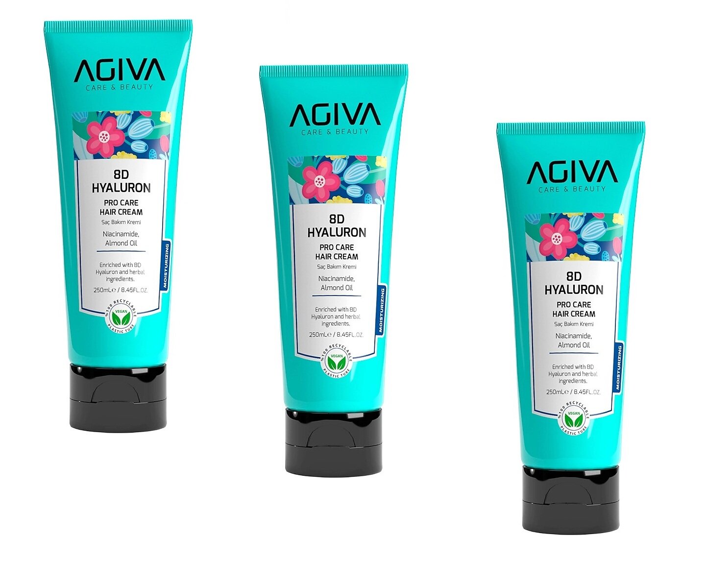 Крем кондиционер Аgİva для волос 8d Hyoluron Pro Care, 250мл 3шт