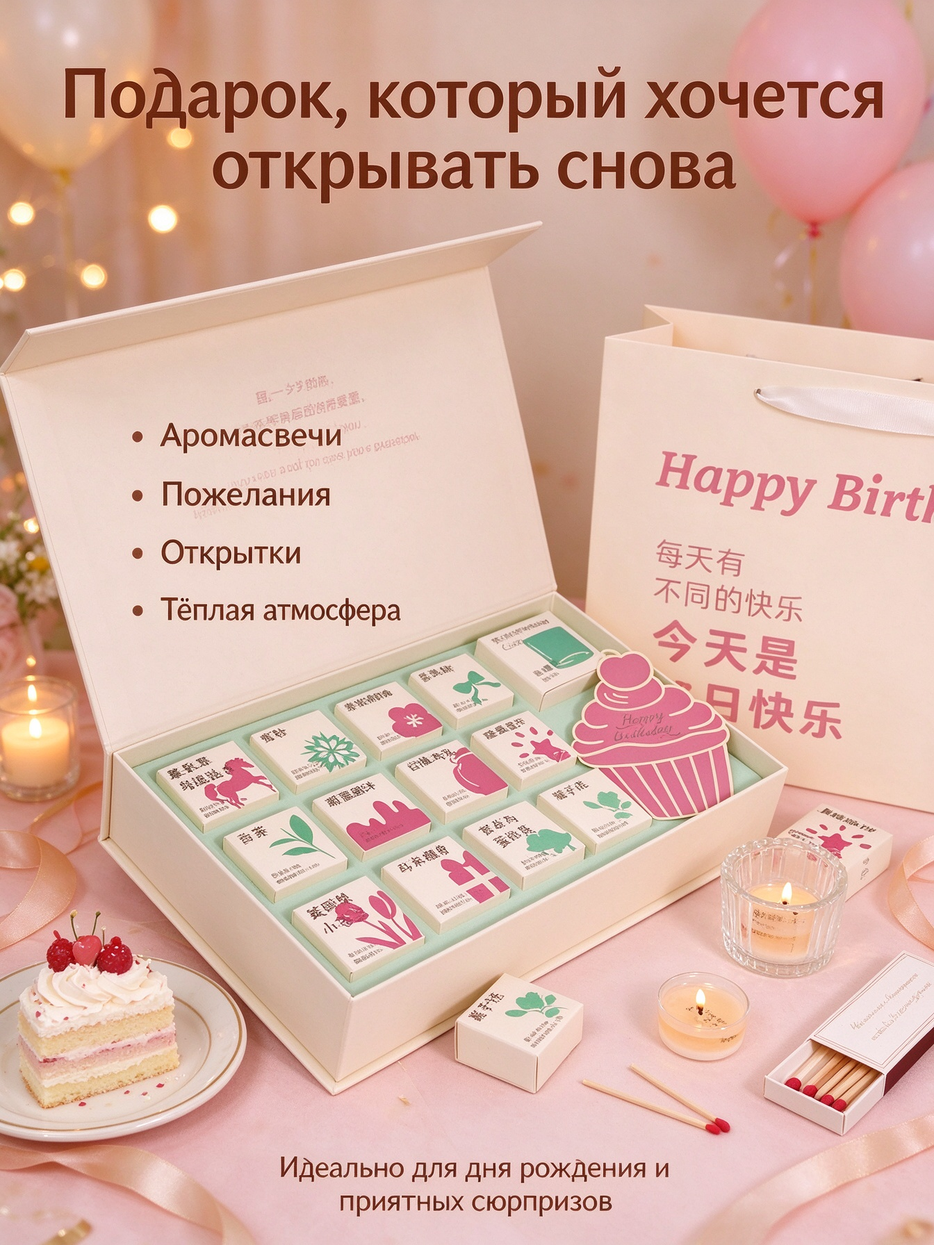 Аромасвечи подарочный набор, стильный подарок на день рождения, несколько ароматов, для релакса и создания уюта дома