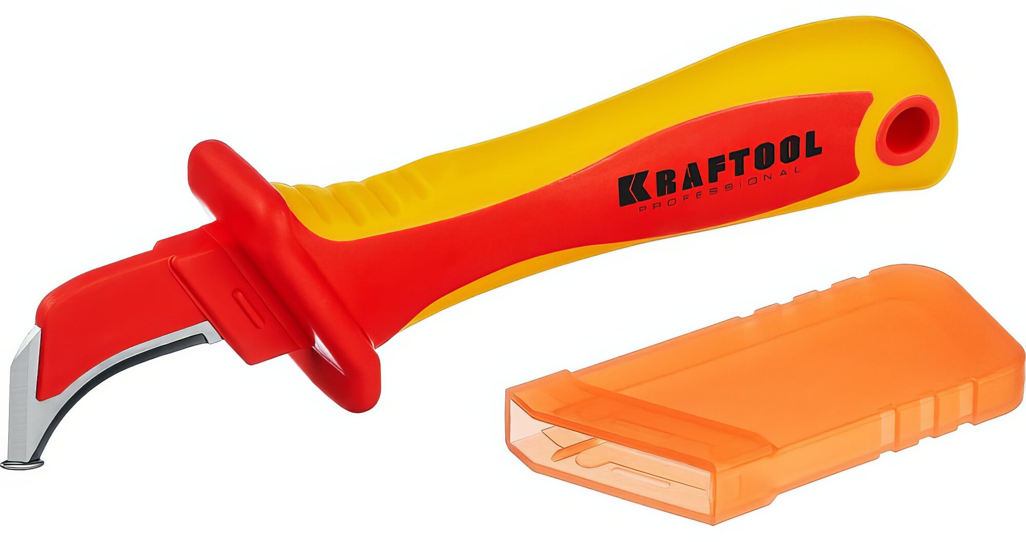 Диэлектрический нож электрика KRAFTOOL KN-7 с пяткой, изогнутый 45400