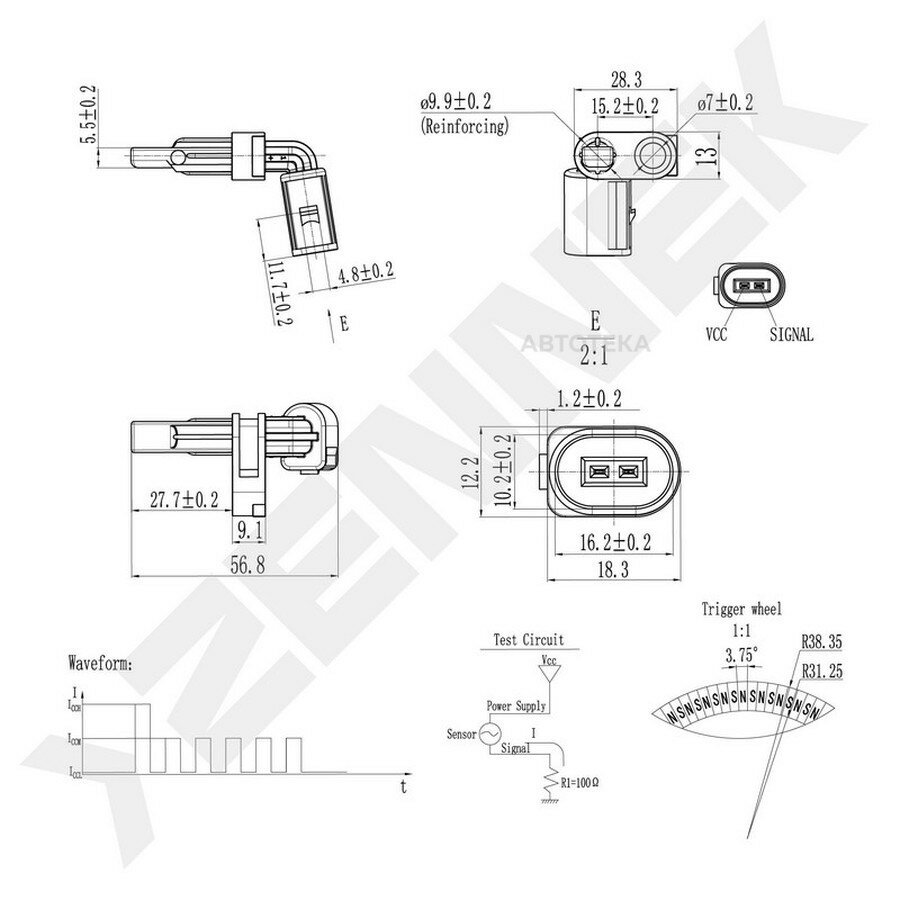 Датчик ABS ZENNEK DAS0799